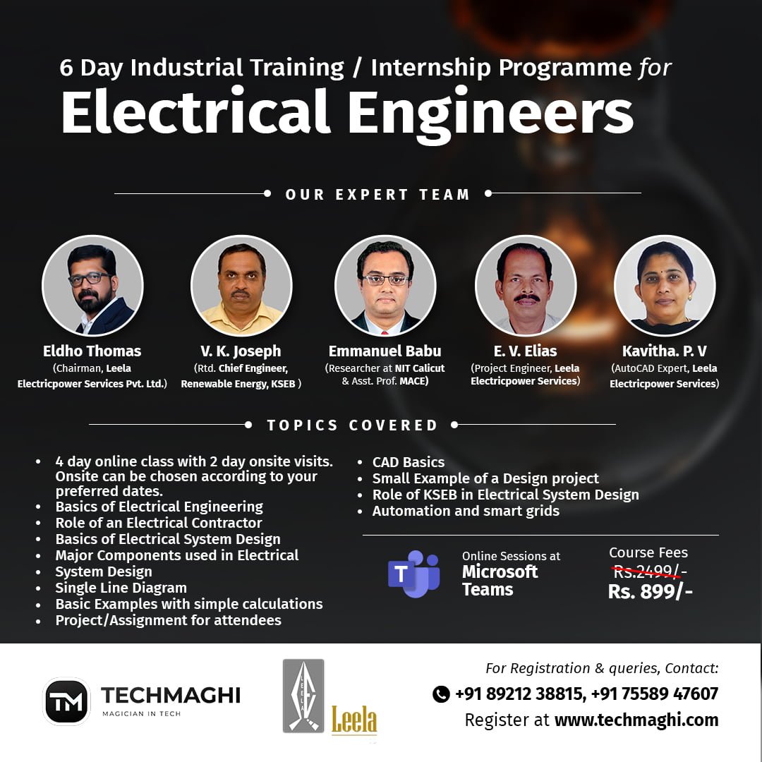 6 DAYS INTERNSHIP ON ELECTRICAL SYSTEM DESIGN - TECHMAGHI